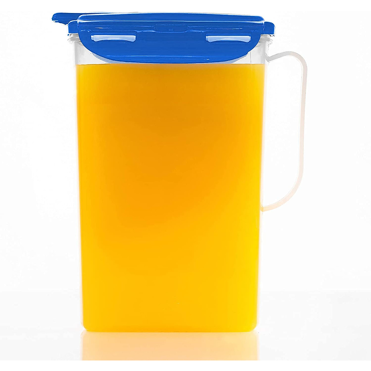 Rubbermaid® Mixermate™ Leak-Resistant Pitcher, 2 Quart & LocknLock Aqua Fridge Door Water Jug with Handle BPA Free Plastic Pitcher with Flip Top Lid Perfect for Making Teas and Juices, 2 QT, Blue