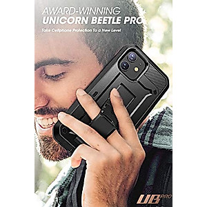 SupCase Unicorn Beetle Pro Series Case for iPhone 12 /12 Pro (2020 Release) 6.1 Inch, Built-in Screen Protector Full-Body Rugged Holster Case (Black)