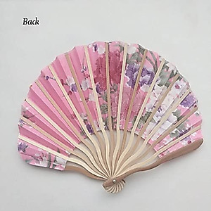 RAZZUM Folding Hand fansChinese Style Hand Held Fans，Silk Bamboo Pattern Folding Fans for Handheld Wedding Hand FanChinese Fans Fan (Color : F)