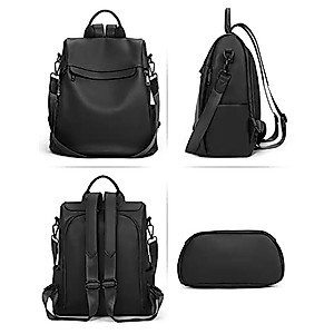 Telena Backpack Purse for Women, PU Leather Anti Theft Travel Backpack Purse Shoulder Bags with Tassel Pure Black