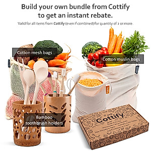 6 Reusable Produce Bags Grocery Washable | Organic Cotton Mesh Produce Bags | Double-Stitched & Tare Weigh | Mesh bags for vegetables | Cotton Produce Bags Reusable Washable | Produce bag (M size)