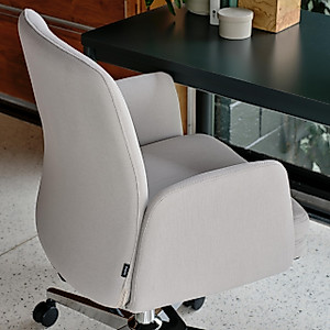 Branch Softside Mid Century Modern Office Chair, Fabric - Removable Arms & Mid Back Design with Luxury Cloud-Like Comfort - Adjustable Height - Integrated Lumbar Support - Overcast