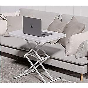 TOE Computer Desk Multifunctional Portable Study Writing Desk Adjustable Folding Laptop Desk Learning Desk with Drawer Stand for Home Office (Color : White)