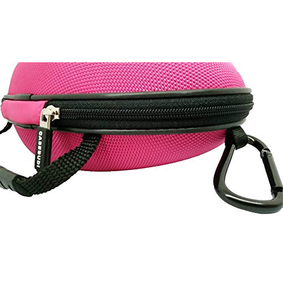 CASEBUDi Oval Hard Shell Headphone Carrying Case | Travel Pouch Protection Compatible with Foldable Headphones | Pink Ballistic Nylon