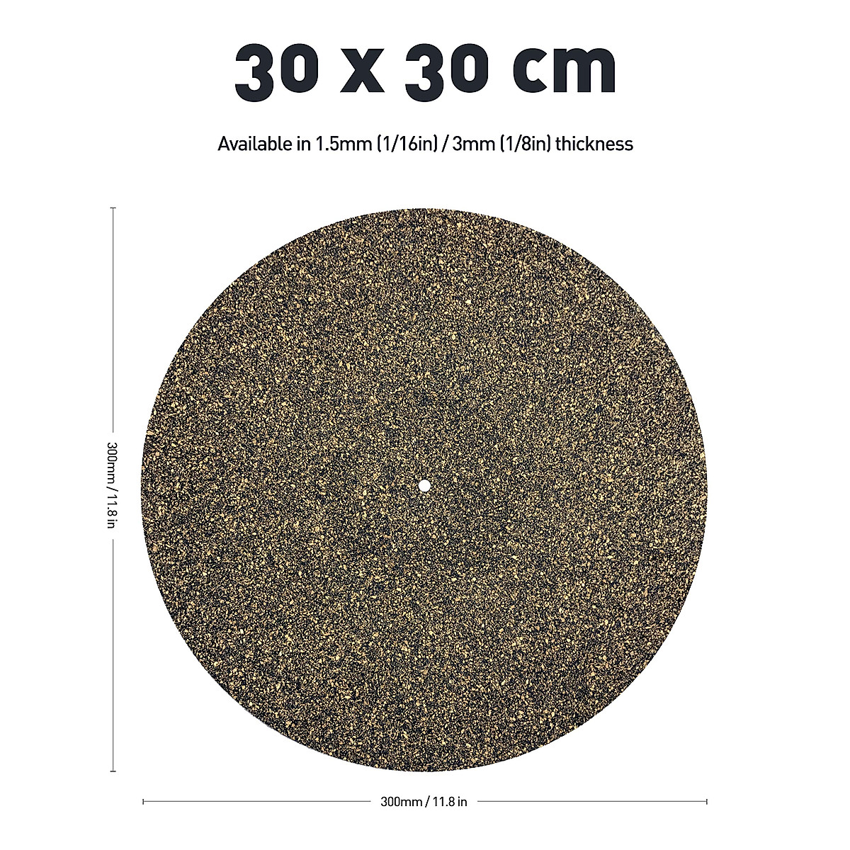 Turntable Mat Slipmat Cork and Rubber (Diameter: 30cm/11.8in Thickness: 3mm 1/16in) Vinyl Record Improve Sound Quality Reduce Vibrations Absorb Resonances DIY Upgrade Platter - Unihom