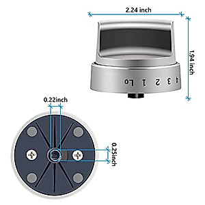 WB03X24818 Gas Stove Knobs Stainless Steel Look Plastic Range Burner Control Knobs, Compatible for GE Range Gas Stove Knob, Replacements PS11729081(5packs)