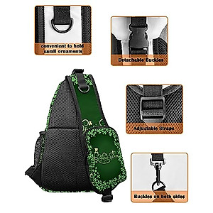 Sling Backpack, St. Patrick's Day Lucky Shamrock Spring Clover Green Waterproof Lightweight Small Sling Bag, Travel Chest Bag Crossbody Shoulder Bag Hiking Daypack for Women Men