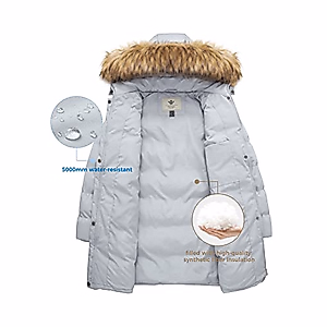 WenVen Women's Winter Puffer Coat Parka Jacket with Fur Removable Hood (Grey,XL)