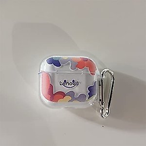 Cute Cartoon Style Soft TPU Protective Crystal Clear Transparent Case Cover Compatible with Lenovo thinkplus LP40S/LP40 Pro Earbuds, Protective Skin Sleeve with Key Chain (C)