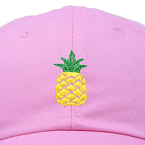 DALIX Pineapple Hat Unstructured Cotton Baseball Cap in Light Pink