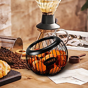 Gadpiparty Coffee Pod Holder Large Capacity Espresso Pod Holder Metal Coffee Storage Coffee Pod Organizer Coffee Pod Basket Coffee Station Tea Bag Holder (Black)