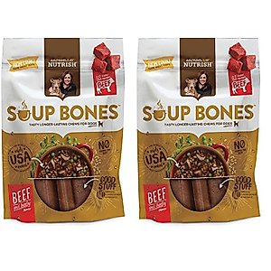 Rachael Ray Nutrish Soup Bones Dog Treats, Real Beef & Barley Flavor, 3 Bones, 6.3 Ounces (Pack of 2)