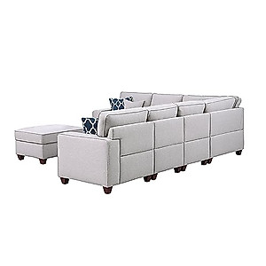 Devion Furniture Modular Seat L Shaped Floor Sofa, Couch for Living, Apartment, Play Room, Airbnb Sectional, Large, Light Gray