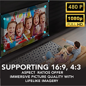 RCA - RPJ060 Portable Projector Home Theater Entertainment System, Long Lasting Battery - 2.5 Hours per Charge - Outdoor, Rechargeable, Speakers - Enjoy without any Cable on the go - Phone/Stick/PC