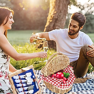 Wicker Basket with Liner Camping Picnic Basket Shopping Storage Hamper with Lid and Handle for Barbecue Food Storage Container Sundries Organizer Red Fruit Vegetable Storage Basket