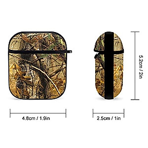 Hunting Camo AirPods Case Cover with Keychain Full Protective Silicone AirPods Accessories Skin Cover for Women Girl with Apple AirPods