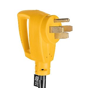 Camco Power Grip 25-Ft 50 Amp RV Extension Cord - Rated for 125/250 V/12,500 W - Features Copper 6/3 + 8/1-Gauge Wires for Superior Conductivity & Coated w/Heat-Resilient PVC (55542)