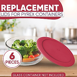 Replacement Lids for Pyrex Containers Round Glass Food Plastic (2) 2-Cup (2) 4-Cup (2) 7-Cup (Red)