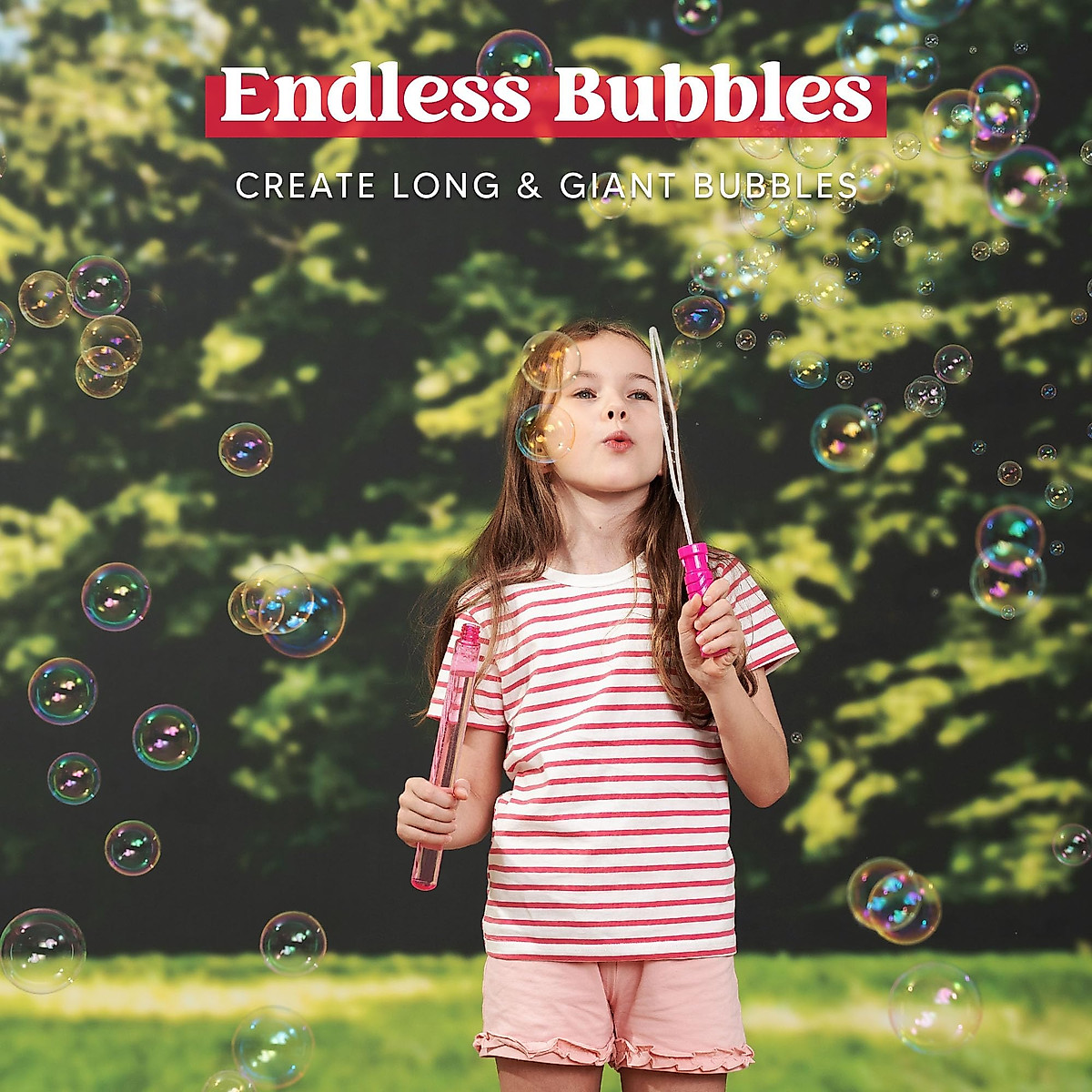 JOYIN 14.6’’ Big Bubble Wands for Kids, 6 PCS Bubble Wand with Refill Solution for Summer Toy Party Favor, Outdoors Activity, Easter Basket Stuffers, Birthday Gift