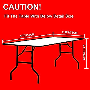 Eurmax USA Rectangular Fitted Spandex Table Covers 5ft Tablecloth Wedding Event Patio Table Decorations Stretch Table Cover for 5ft Folding Table (Sky Blue)