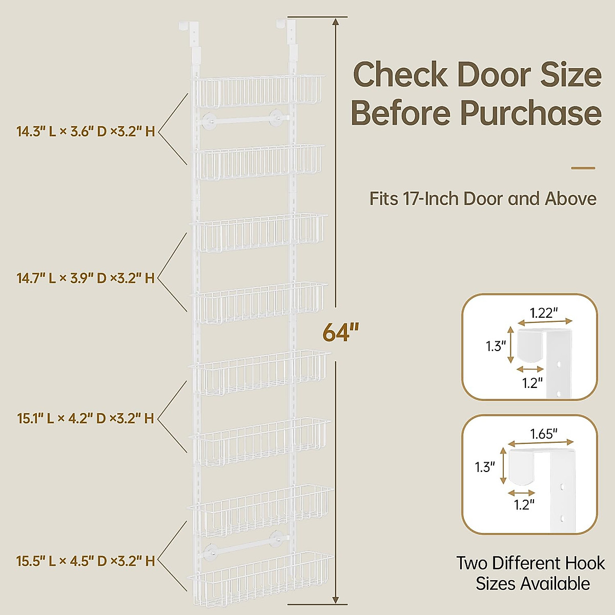 Delamu Over the Door Pantry Organizer, Adjustable 8-Tier Pantry Door Organizers and Storage, Hanging Spice Rack Shelves for Home & Kitchen, Metal Cabinet Door Organizer, Laundry Room Organization