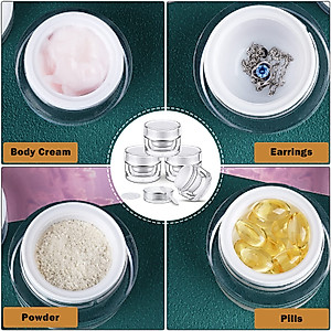 Cosywell 4pcs 0.5oz Plastic Cream Jars 15 Gram Clear Lotion Travel Containers with Lids Leak Proof Wide Mouth Moisturizer Container for Creams Beauty Products Cosmetics Powder Jewelry (0.5oz, Clear)