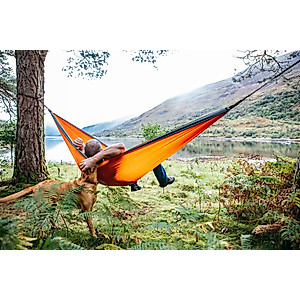 Nevis Outdoor Camping Hammock for Two People - Holds up to 500lbs - with Adjustable Tree Straps, Heavy Duty Aluminium Carabiners and Integrated Carrying Pouch. A Must-Have Camping Accessory
