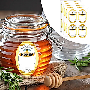 Pure Natural Honey Jars and Bottles Labels 2 x 3 Inch Honey Bottling Labels - Honey Farm Kitchen Name Home Business Round Mason Jar Labels for Honey Quart Jars and Honey Bears 60 Pcs