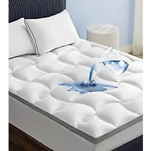 Bedsure Waterproof Mattress Topper 800GSM Extra Thick Mattress Protector Pillow Top with 8-21" Deep Pocket, Mattress Pad Fitted, Soft Bed Topper for Bed