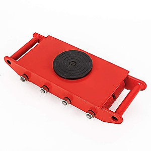 Industrial Machinery Mover,12T 26400 lbs Heavy Duty Industrial Dolly Machinery Skate Mover Dolly with 8 PU Rollers Kit for Industrial Moving Equipment,360 Degree Rotation Cap (12T Red)