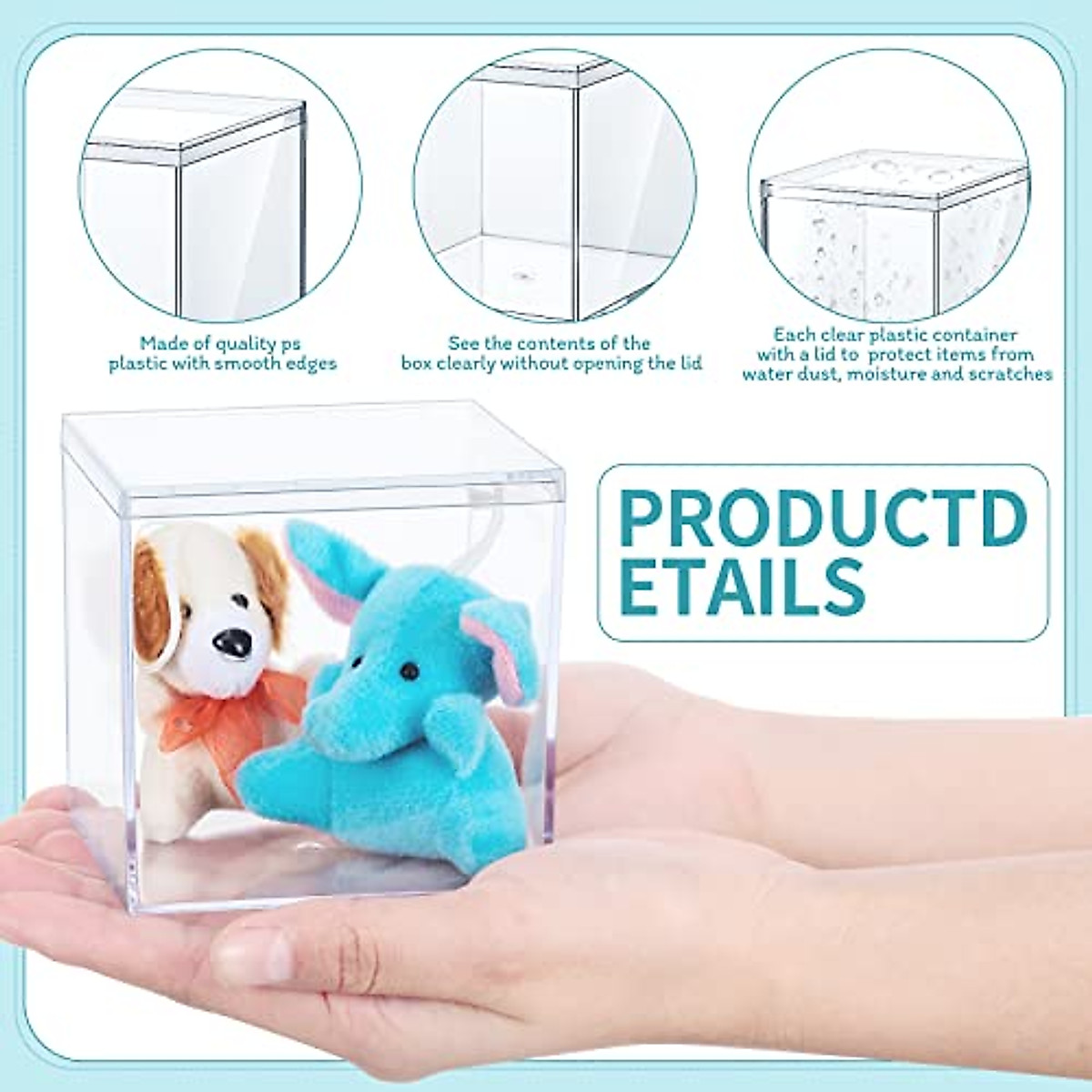 Yulejo 30 Pieces Clear Acrylic Box with Lid Plastic Clear Acrylic Square Cube Acrylic Display Boxes for Storage Organizer Acrylic Stackable Containers 3.3 x 3.3 x 3.3 Inch for Candy Pill Tiny Jewelry