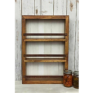 Mansfield Cabinet No. 101 - Solid Wood Spice Rack Cabinet Walnut/Farmhouse Red paint