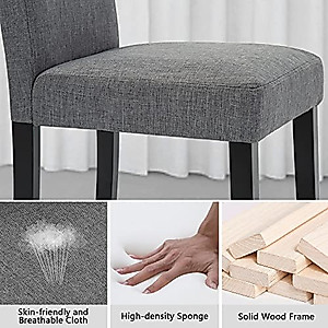 GOTMINSI Upholstered Dining Chairs with Solid Wooden Legs, Modern Stylish Fabric Padded Parsons Chairs Set of 2 (Gray)