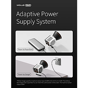 ZHIYUN Molus G60, Bi-Color Video Light, 300g Portable 60W COB LED Continuous Output Lighting, CRI≥96, TLCI≥97, Bluetooth App Control, ZY Mount Ecosystem DC/PD Power Supply