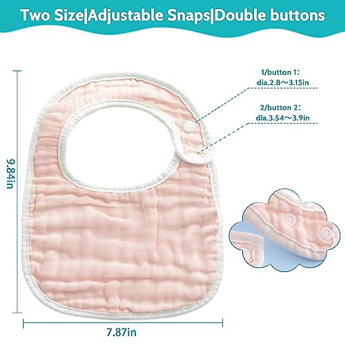 6Pack Muslin Baby Bibs Ultra Soft Absorbent - 100% Cotton Baby Bandana Drool Bibs Adjustable Snaps for Infants, Newborns and Toddlers, Stylish Unisex Bandana Bibs for Teething and Drooling