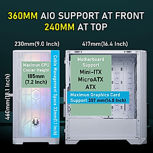 BitFenix Nova Mesh SE 4ARGB High Airflow PC Gaming Case Premium White-GPU Support 357mm- AIO Support 360mm-6+6 Controller (LED/PWM System) Aura SYNC/Mystic Light/RGB Fusion 2.0/Polychrome SYNC