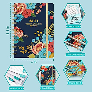 Planner 2023-2024 - Weekly Planner 2023-2024 from July 2023 to June 2024, Weekly Monthly Planner 2024, 6" x 8.3", 2023-2024 Planner with Inner Pocket and 12 Monthly Tabs