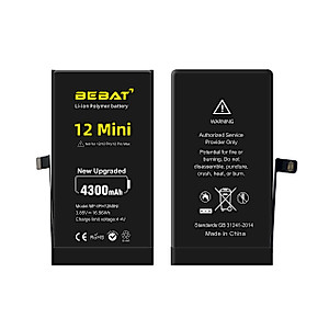 BEBAT Replacement for iPhone 12 Mini Battery, 4300mAh High Capacity Li-ion Polymer Replacement Battery for Model A2399 A2400 A2398 A2176 with Professional Repair Tool Kits