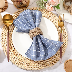 Chengu Woven Napkin Rings Set of 16 Farmhouse Napkin Rings Bulk Burlap Napkin Rings for Dinning Table Nautical Napkin Rings Table Decor for Wedding Birthday Gathering Banquet Decor(Vivid Style)