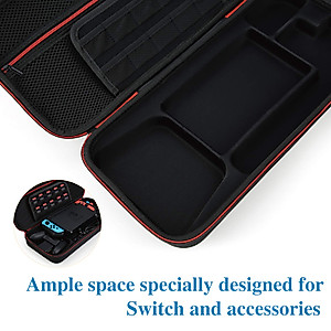 HEYSTOP Carrying Case Compatible with Nintendo Switch Portable Travel All Protective Storage Case Screen Protector Thumb Grips Caps for Nintendo Switch Accessories with Joy-con Grips and PlayStand