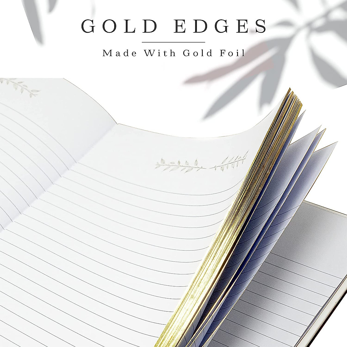 Guest Book for Wedding, Wedding Guest Book - Registry Sign-in Book for Wedding, Reception, Birthday, Baby Shower - White Guestbook/Bookmark & Gold Rose Floral Design - 8.5" x 6" (100 Pages)