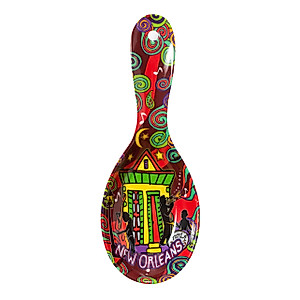 New Orleans Jazz Music Multicolor Swirl Plastic Souvenir Spoon Rest (Vertical Design)