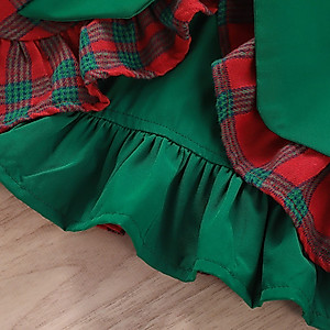 Toddler Girls Christmas Dress Long Sleeve Plaid Prints Princess Dress Xmas Party Ruffles Dresses Clothes(Red,12-18 Months)