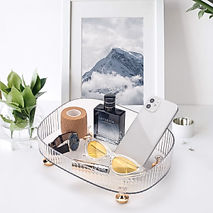 Makeup Perfume Organizer, Bathroom Vanity Tray, Decorative Dresser Tray, Countertop Organizer Tray for Cosmetics, Clear