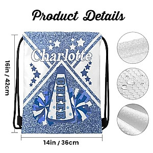 Cheerleaders Cheer Blue Print Drawstring Backpack Sackpack Gym String Bag Waterproof Competition Bag for Sports