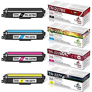 DRAWN 4-Pack TN227BK TN227C TN227M TN227Y Toner Cartridge Compatible Replacement for Brother TN-227 TN227 HL-3230CDW 3270CDW 3290CDW MFC-L3710CW L3730CDW DCP-L3510CDW Printer Cartridge (1BK+1C+1M+1Y)