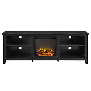 Home Accent Furnishings New 70 Inch Wide Black Fireplace Television Stand with Fireplace Insert