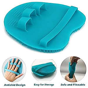 RamPula Silicone Body Scrubber, Silicone Loofah, Bath Back Cleaning Scrubber, Shower Sponge Glove, Exfoliating Body Brush for Wet or Dry Brushing, More Hygienic Than Traditional Loofah (Blue)