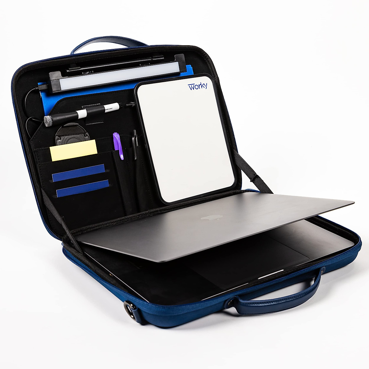 Worky 12-in-1 Office Everywhere Portable Briefcase Workstation, Blue, 2.8 lbs