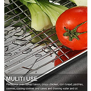 Stainless Steel Baking Sheet Tray Cooling Rack with Silicone Baking Mat Set, Cookie Pan with Cooling Rack, Set of 9 (3 Sheets + 3 Racks + 3 Mats), Non Toxic, Heavy Duty & Easy Clean